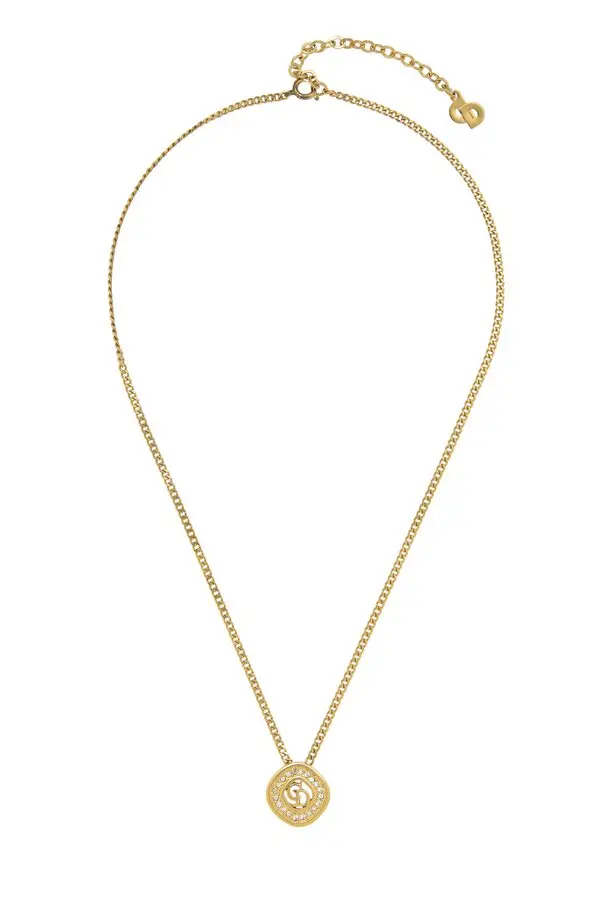 Dior Crystal 'cd' Necklace - Gold