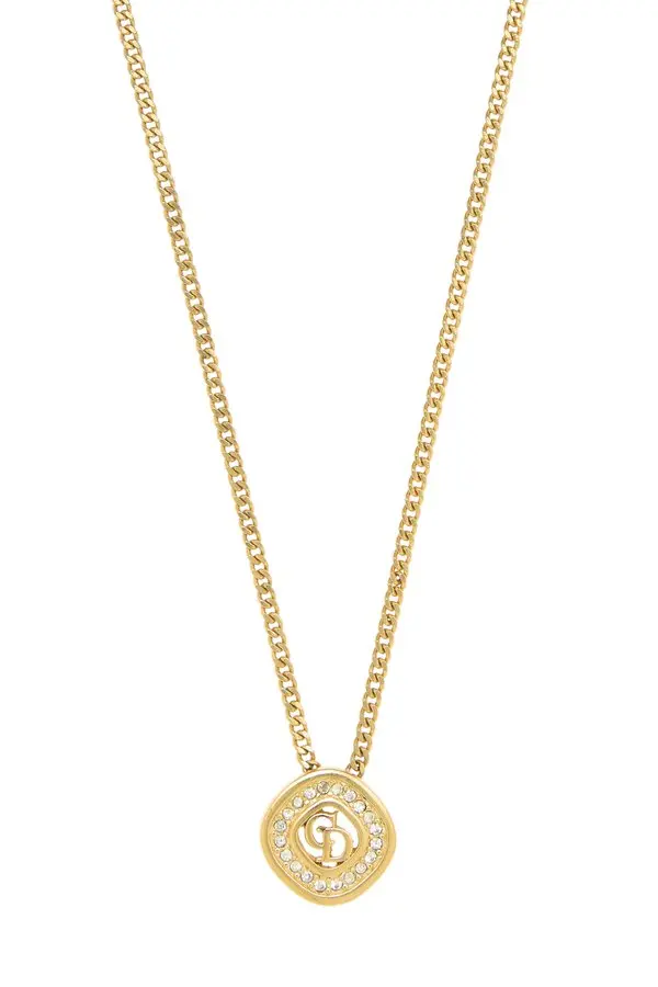 Dior Cd Crystal Charm Necklace