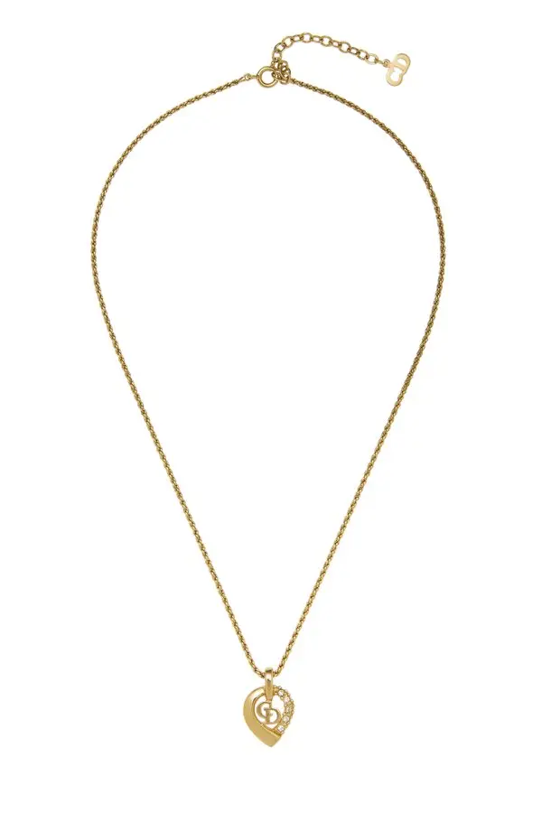 Dior Cd Crystal Charm Necklace - Gold