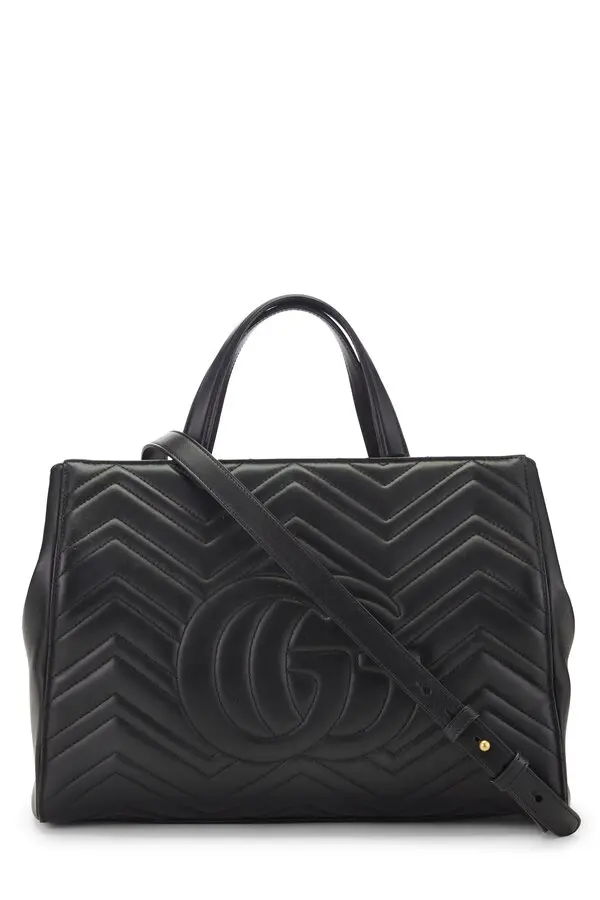 Gucci Leather Gg Marmont Top Handle Bag
