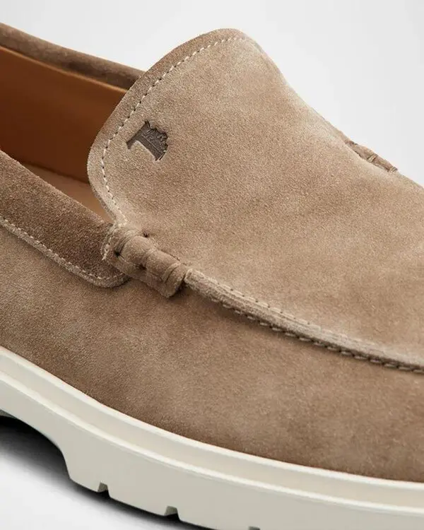 TOD & APOS;S Tod's Suede Loafer Slippers - Open Beige