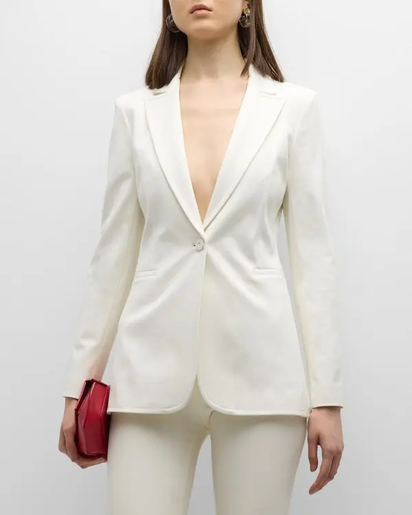 Alice + Olivia Breann Long Fitted Blazer - Off White