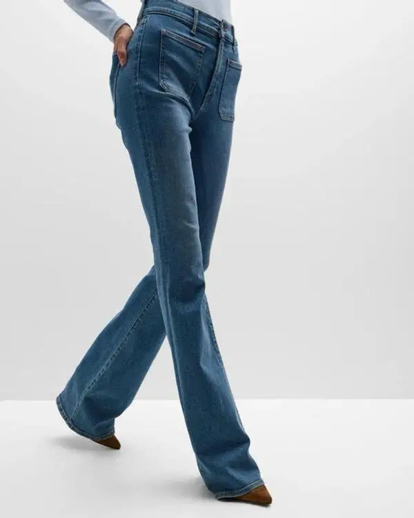Veronica Beard Beverly Patch Pocket Flare Jeans