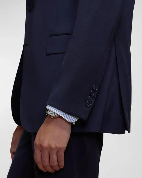 Ralph Lauren Purple Label Apos;s Gregory Hand-tailored Wool Serge Suit - Blue
