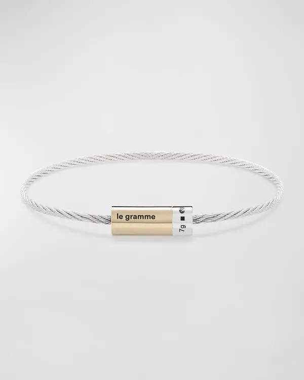 Le Gramme Polished Two-tone Cable Bracelet - Silver And Gold