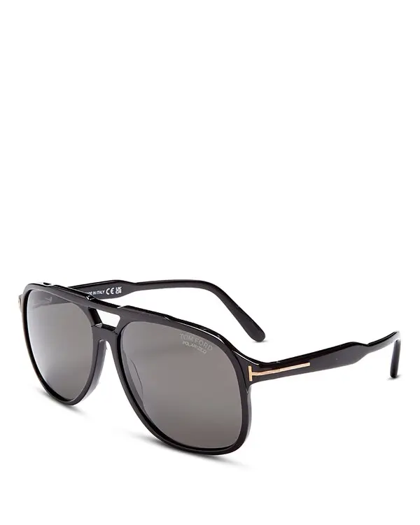 TOM FORD Polarized Aviator Sunglasses - Black/gray Polarized Solid
