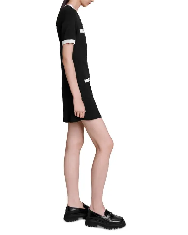 maje knit dress with contrasting trim Rolinette Contrast In Black - 40% Off related:kalana-dress-pink-blurred-check
