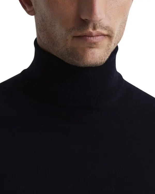 REISS Merino Wool Turtleneck Sweater - Navy