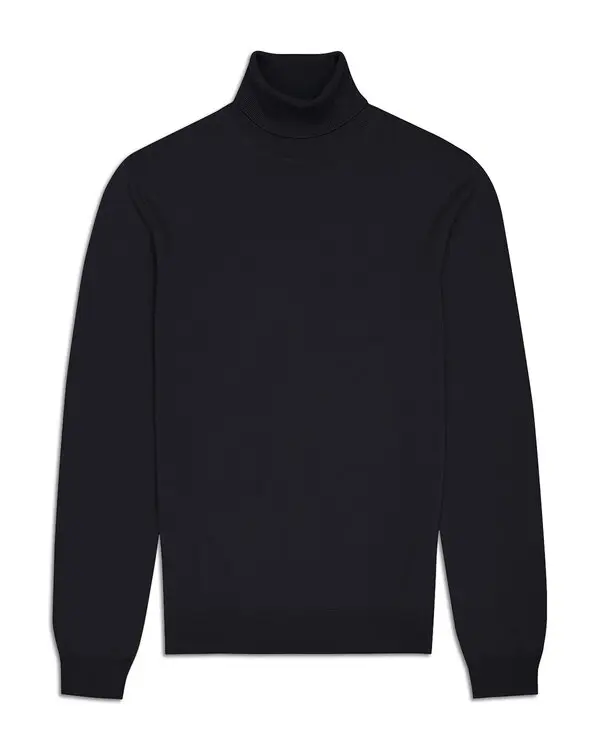REISS Merino Wool Turtleneck Sweater - Navy
