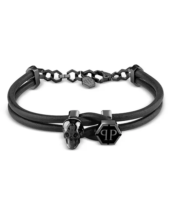 Philipp Plein 3d Skull Cord Bracelet - Black