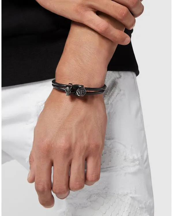 Philipp Plein 3d Skull Cord Bracelet