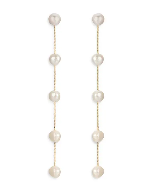 Ettika Cultured Freshwater Pearl Drop Earrings - White/gold