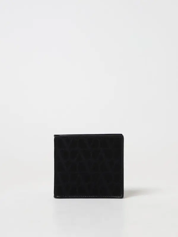Valentino Garavani Wallet In Toile Iconographe Fabric And Leather - Black