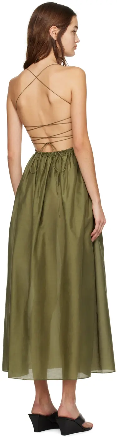 matteau green shirred maxi dress Cap Sleeves Square Knee-Length Green Homecoming Dress With Lace US16 / Custom Color main image 0