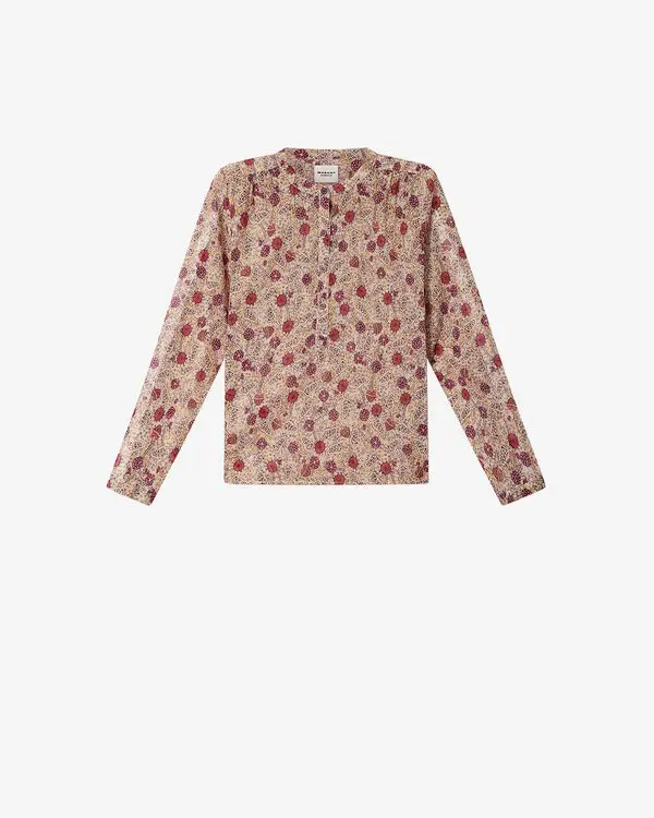ETOILE Maria Floral Print Blouse - Ecru-raspberry