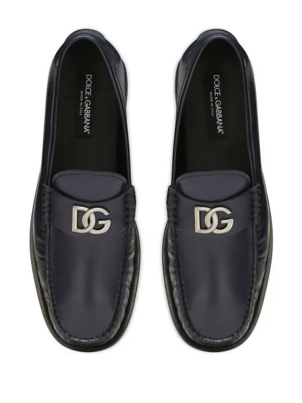 Dolce & Gabbana Logo-plaque Leather Loafers - Blue