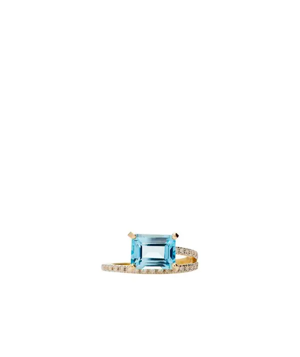 Mateo Point Of Focus 14k Yellow Gold Topaz, Diamond Ring