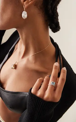 Mateo Point Of Focus 14k Yellow Gold Topaz, Diamond Ring
