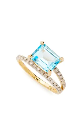Mateo Point Of Focus 14k Yellow Gold Topaz, Diamond Ring