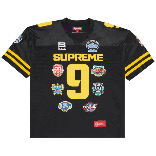 Supreme Championships Embroidered Football Jersey - Black