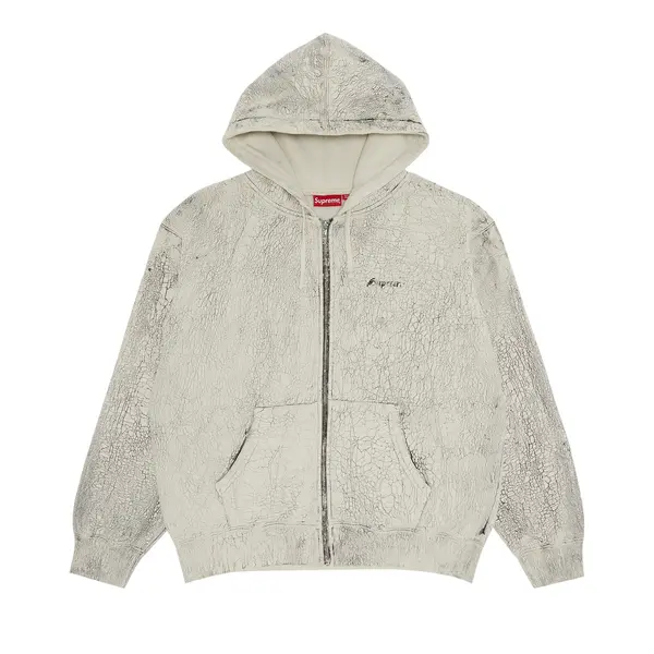 Supreme Crackle Zip Up Hooded Sweatshirt - Tan