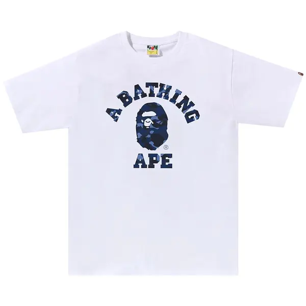 A BATHING APE Color Camo College Tee /navy - White