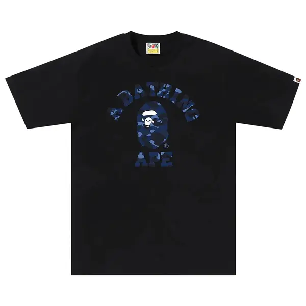 A BATHING APE Color Camo College Tee /navy - Black
