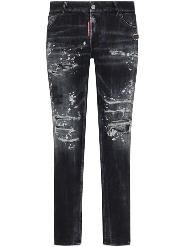 Dsquared2 Distressed Slim-leg Jeans - Black