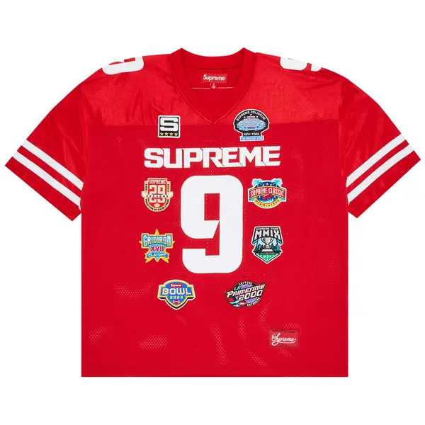Supreme Championships Embroidered Football Jersey - Red