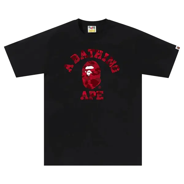 A BATHING APE Color Camo College Tee /red - Black