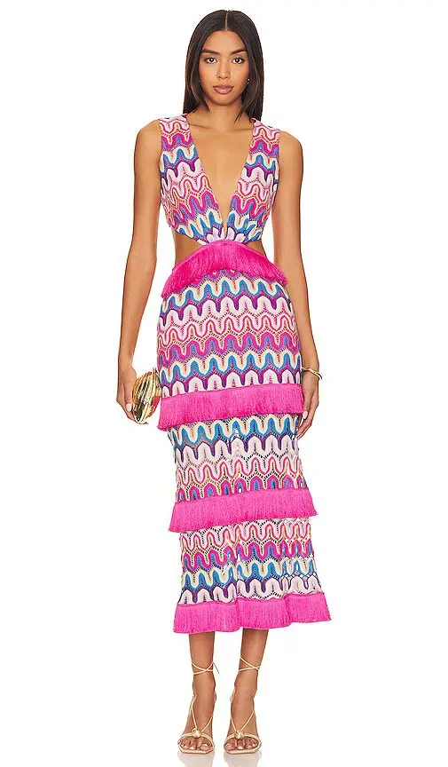 white christmas dresses CORAL CROCHET MAXI DRESS – PatBO main image 0