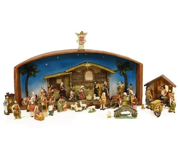 NORTHLIGHT 52-piece Religious Village Set W/ Ho Ly Family 31.5 - One-color