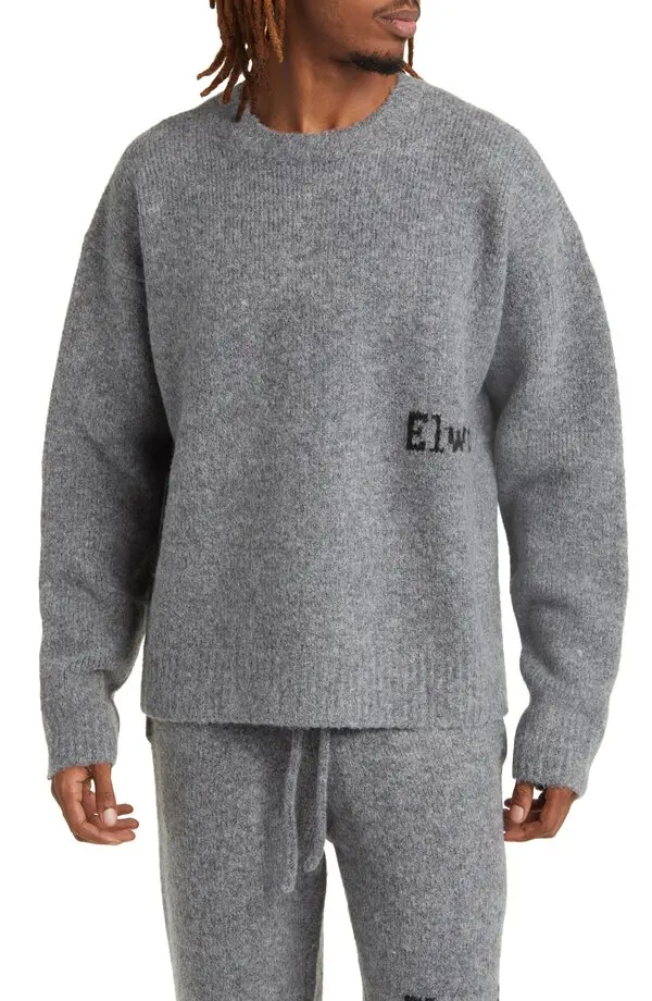 ELWOOD Oversize Crewneck Sweater - Charcoal