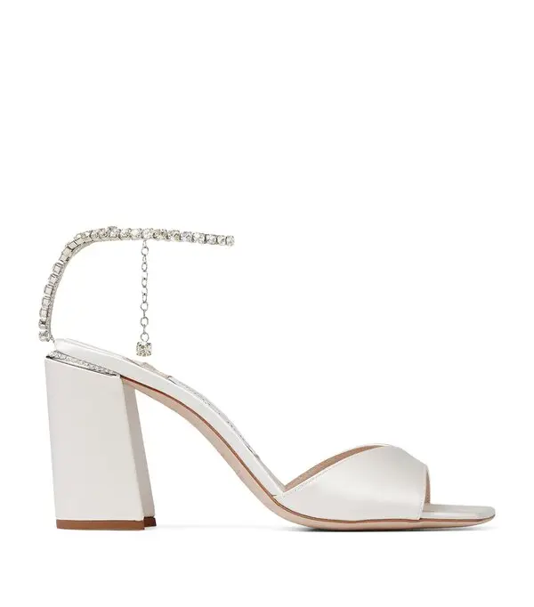 JIMMY CHOO Saeda 85 Satin Sandals - Ivory
