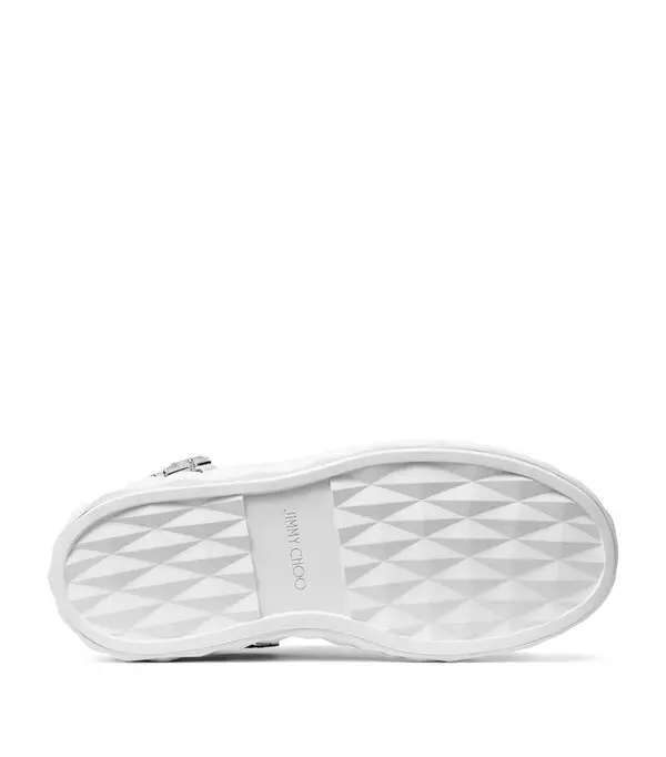 JIMMY CHOO Leather Diamond Sling Sneakers - White