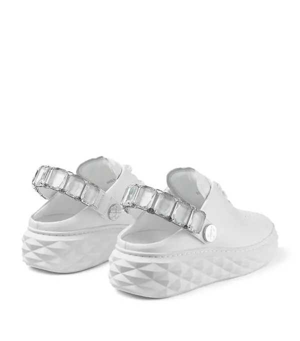JIMMY CHOO Leather Diamond Sling Sneakers - White