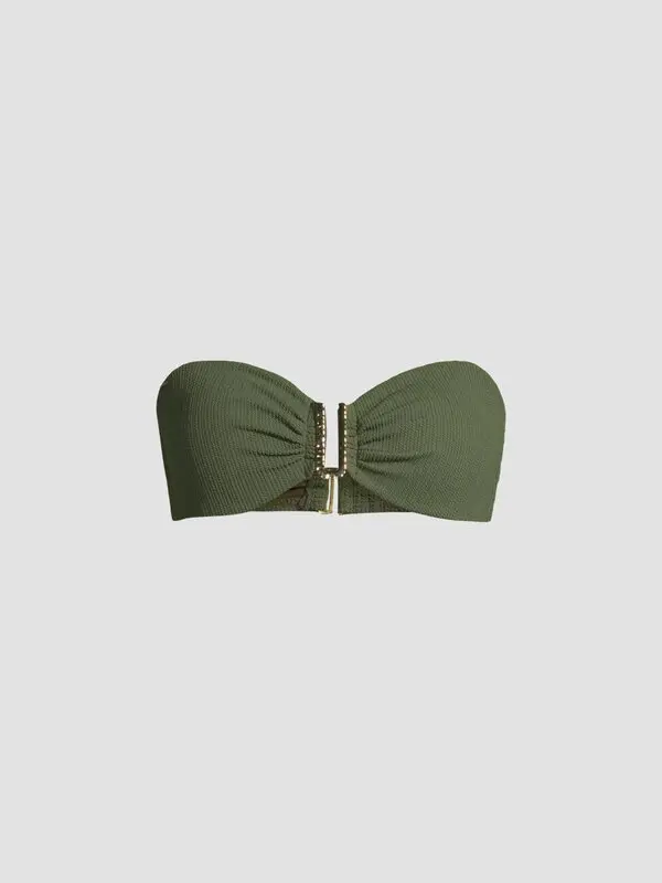 CHANGE OF SCENERY Cindy Bandeau U-ring Textured Bikini Top - Olive Texture