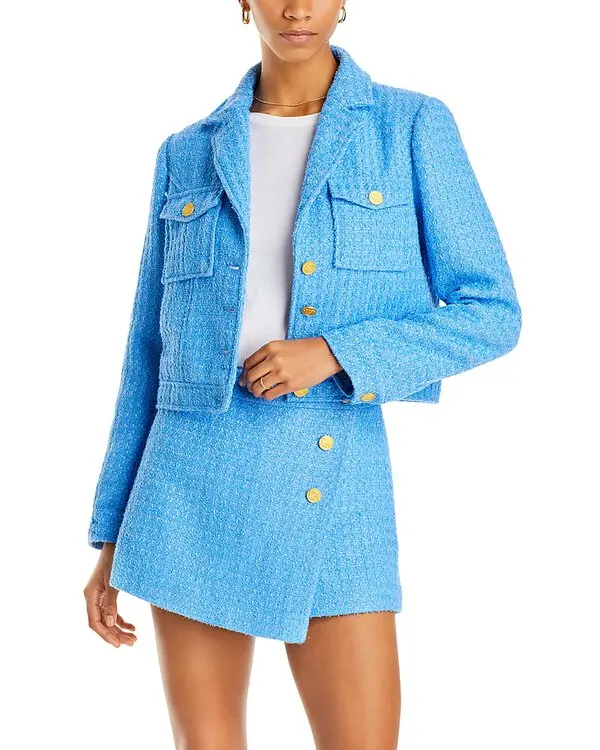Aqua Tweed Collar Jacket - Blue