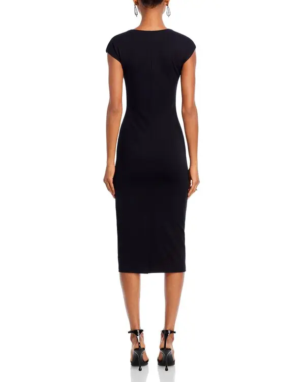 Aqua V-neck Ponte Midi Dress