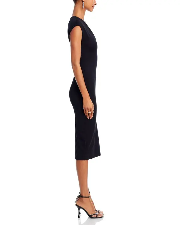 Aqua V-neck Ponte Midi Dress