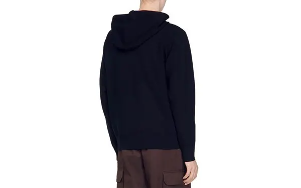 Sandro Zip Front Logo Patch Hoodie - Black