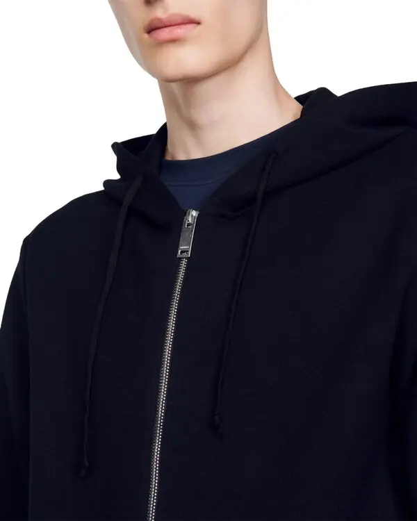Sandro Zip Front Logo Patch Hoodie - Black