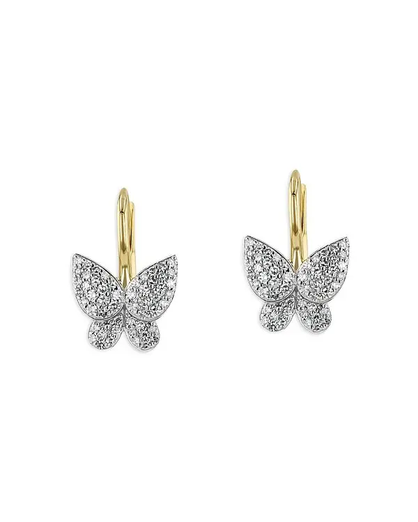 Phillips House 14k Yellow Gold Diamond Butterfly Earrings - White/gold