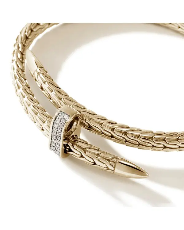 John Hardy 14k Yellow Spear Cuff With Diamond - Gold
