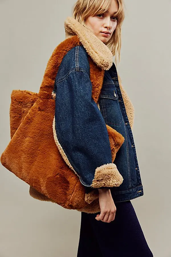 Free People Faux Fur Tote Bag - Brown | Editorialist
