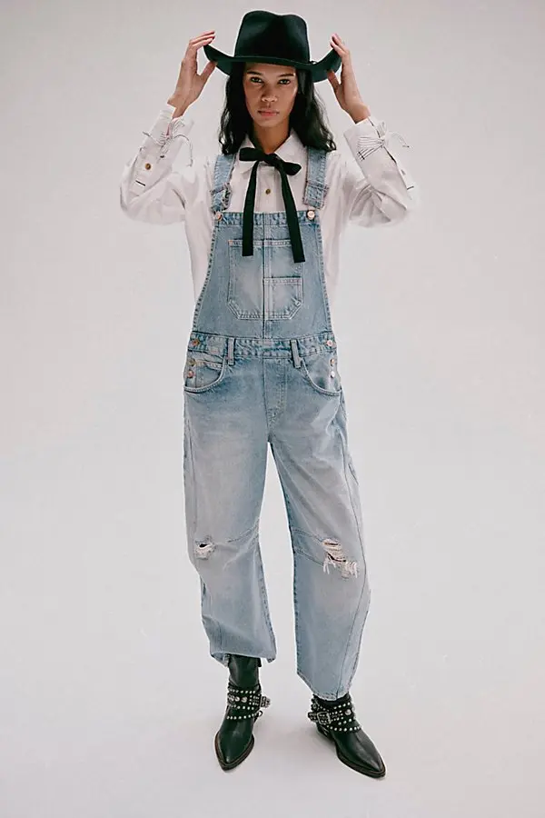 Free People We The Free Good Luck Barrel Overalls - Going Steady