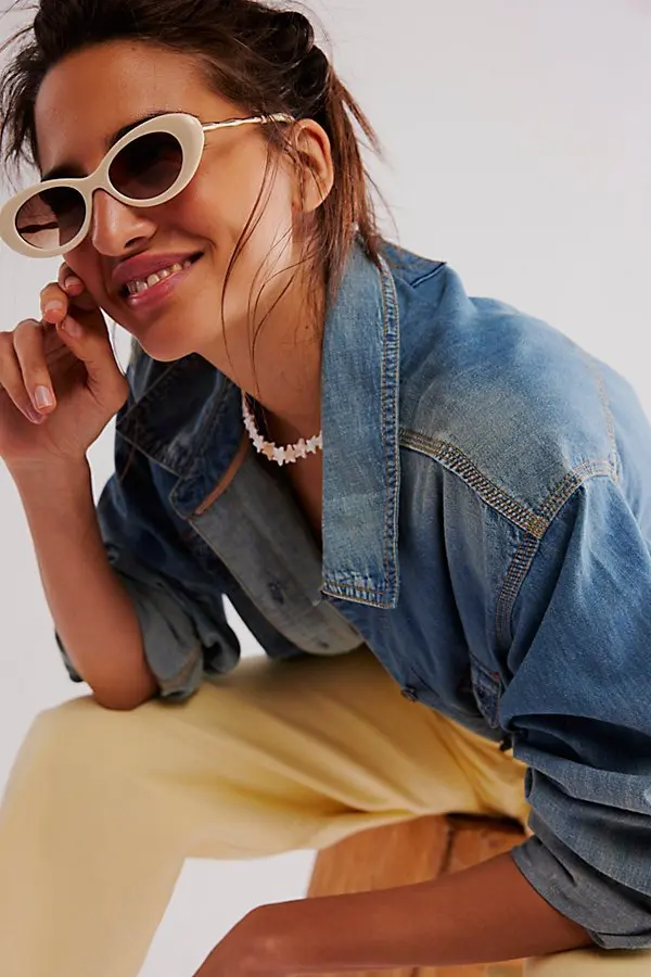 Free People Ella Slim Oval Sunglasses - Antique | Editorialist