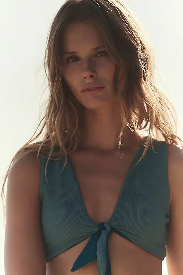 Beach Riot Dallas Ribbed Bikini Top - Green Agate