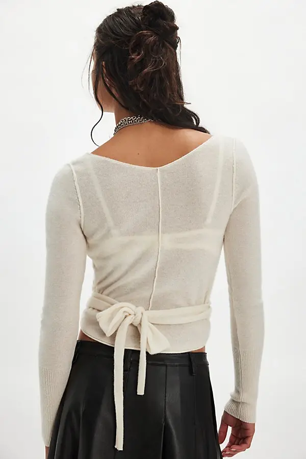 Free People Cashmere Reversible Wrap Sweater - Cloud Dancer