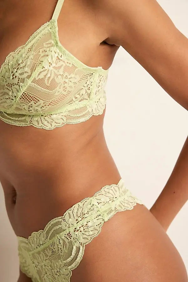 Free People Last Dance Lace Thong - Lime Kiwi